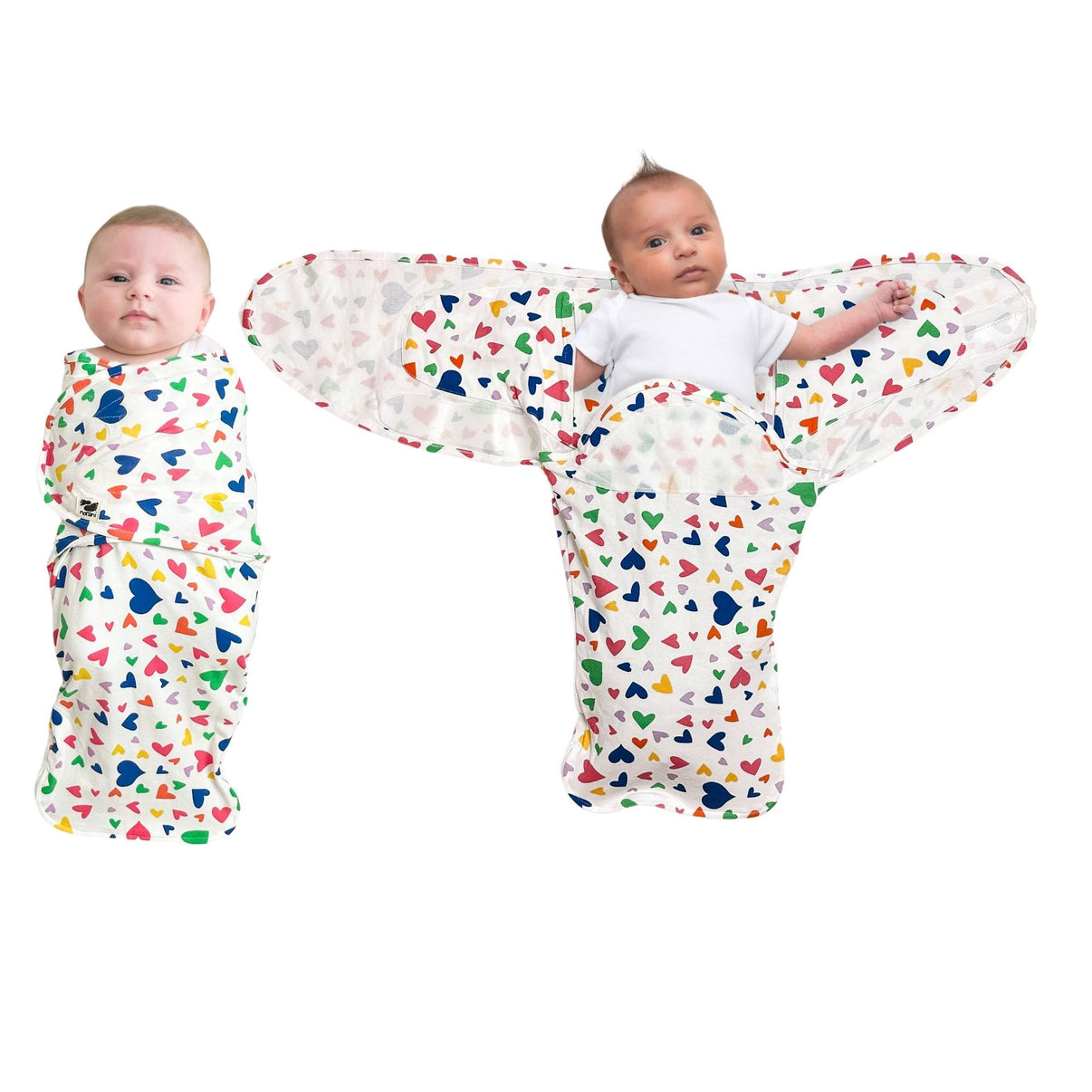 Norani Baby Snugababe Sleep Pod with Arm Inserts - Colorful Hearts