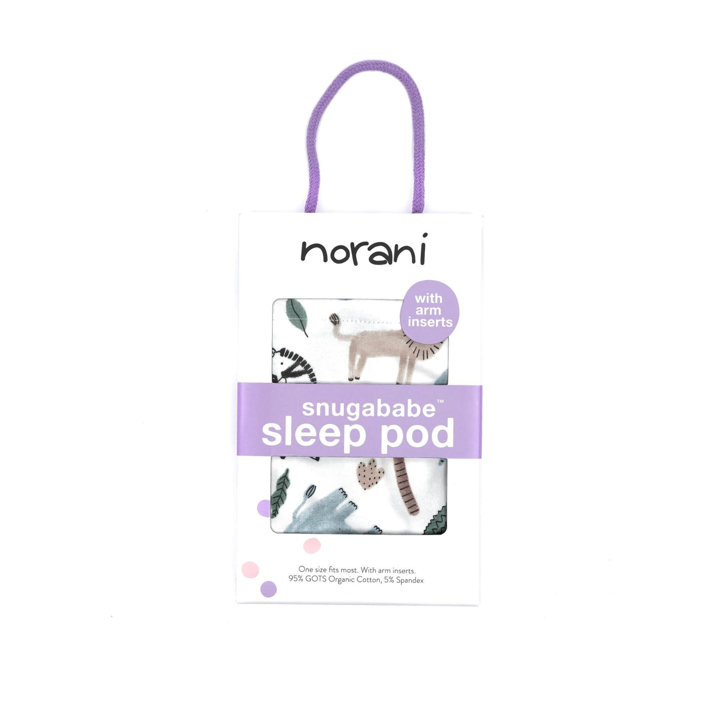 Norani Baby Snugababe Sleep Pod with Arm Inserts - Safari Animals