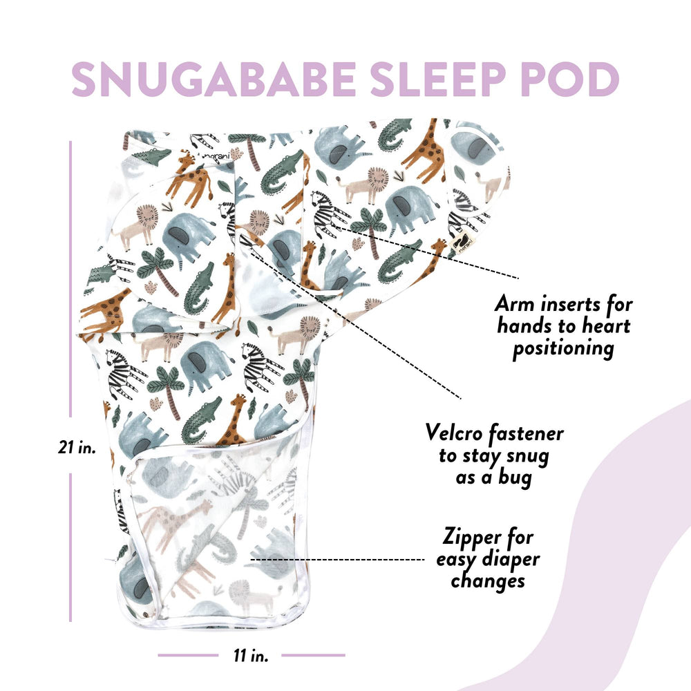 Norani Baby Snugababe Sleep Pod with Arm Inserts - Safari Animals
