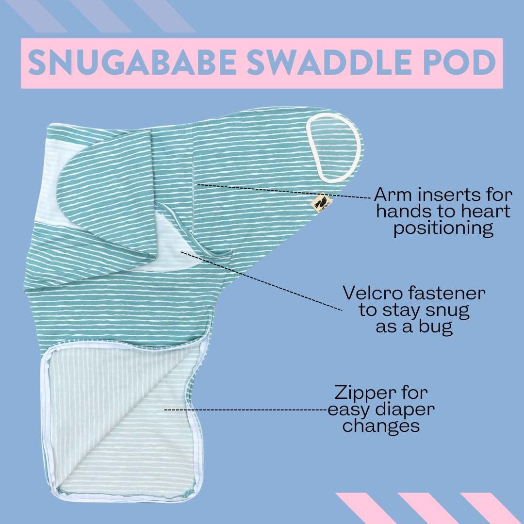 Norani Baby Snugababe Sleep Pod with Arm Inserts - Green Stripes