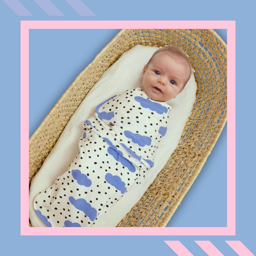 Norani Baby Snugababe Sleep Pod with Arm Inserts - Blue Clouds